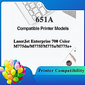 Compatible Toner Cartridge Replacement for HP CE340A CE341A CE342A CE343A Toner Cartridge for Use in Laserjet Enterprise 700 Color M775dn M775f M775z M775z+ Printer 1 Magenta