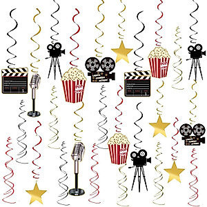 36Ct Movie Night Party Decorations Hanging Swirls - Movie Theater Themed Bridal Shower/Birthday Party Supplies Film Backdrop