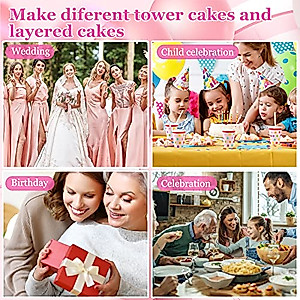 Hooshion 12Pcs 3 Size Roman Column Cake Tiered Stands, Fondant Cakes Tier Separator Support Stand, Multilayer Wedding Cake Decoration Support Tool Sets