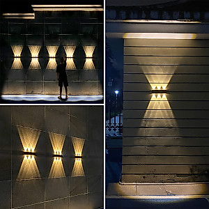 Mrzxy Solar Wall Lights Outdoor Aluminum Housing Waterproof Up and Down Wall Sconce Dusk to Dawn LED Outdoor Lighting for House Yard Deck Garage Front Porch