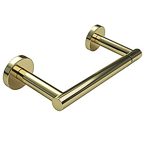 POKIM Gold Toilet Paper Holder - Metal Bathroom Flexible Pivoting Tissue Handle on Wall Mounted, SUS 304 Stainless Steel Adjustable TP Large Mega Roll Holder Classic Shiny Finish