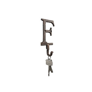 Handcrafted Nautical Decor Rustic Copper Cast Iron Letter F Alphabet Wall Hook 6"