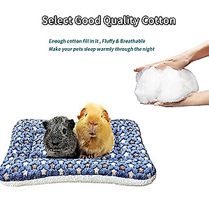 PODOO 2 Pack of Guinea Pig Fleece Cage Liners, Warm Rabbit Bed Mat, Washable Small Animals Bedding Sleeping Mats, 12.6x9.8 Inch