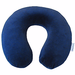 TravelMate Memory Foam Neck Pillow - Adjustable Thickness for Best Comfort, Dark Blue
