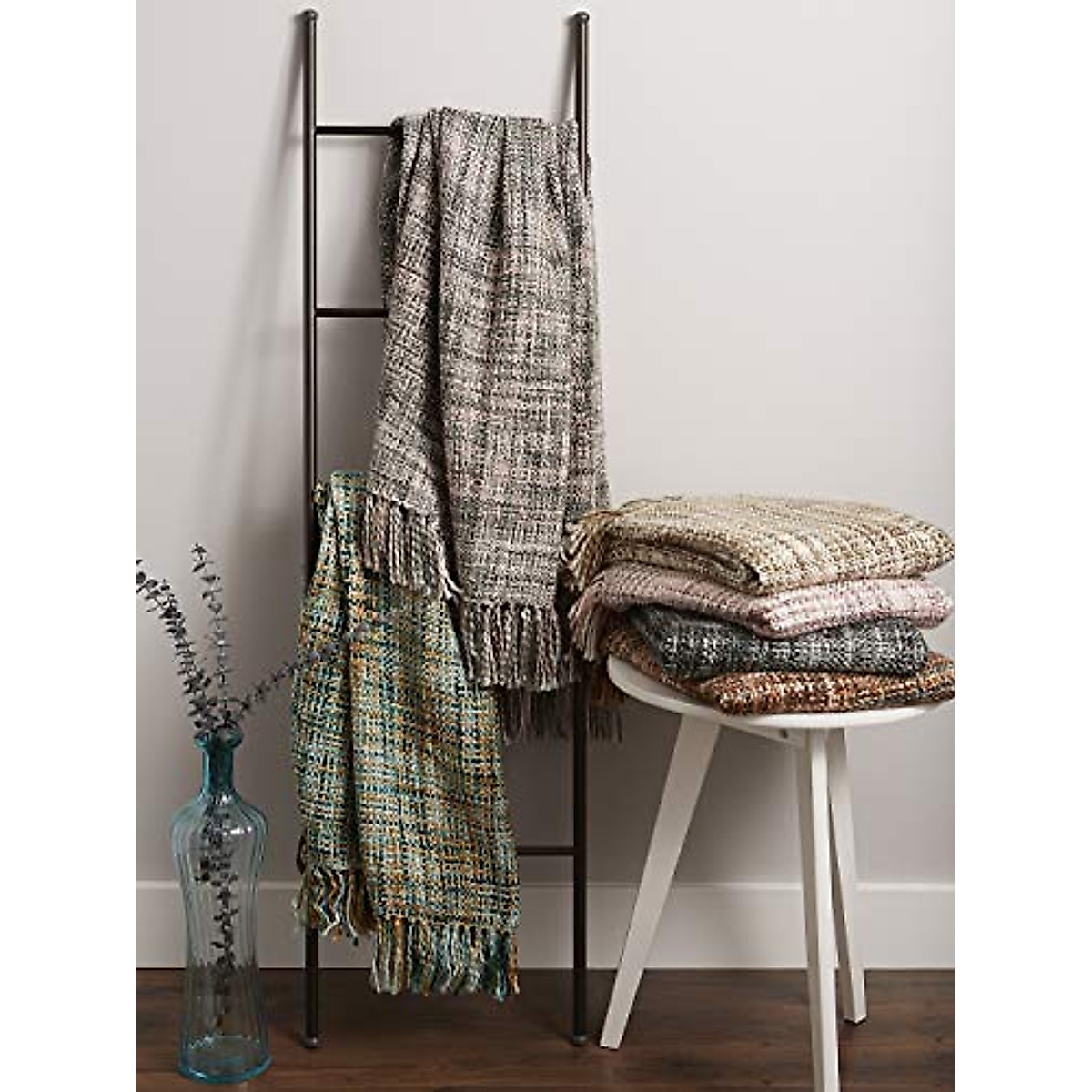 DII Textured Modern, Varigated Acrylic Woven Throw, 50x60-Inch, Bronze