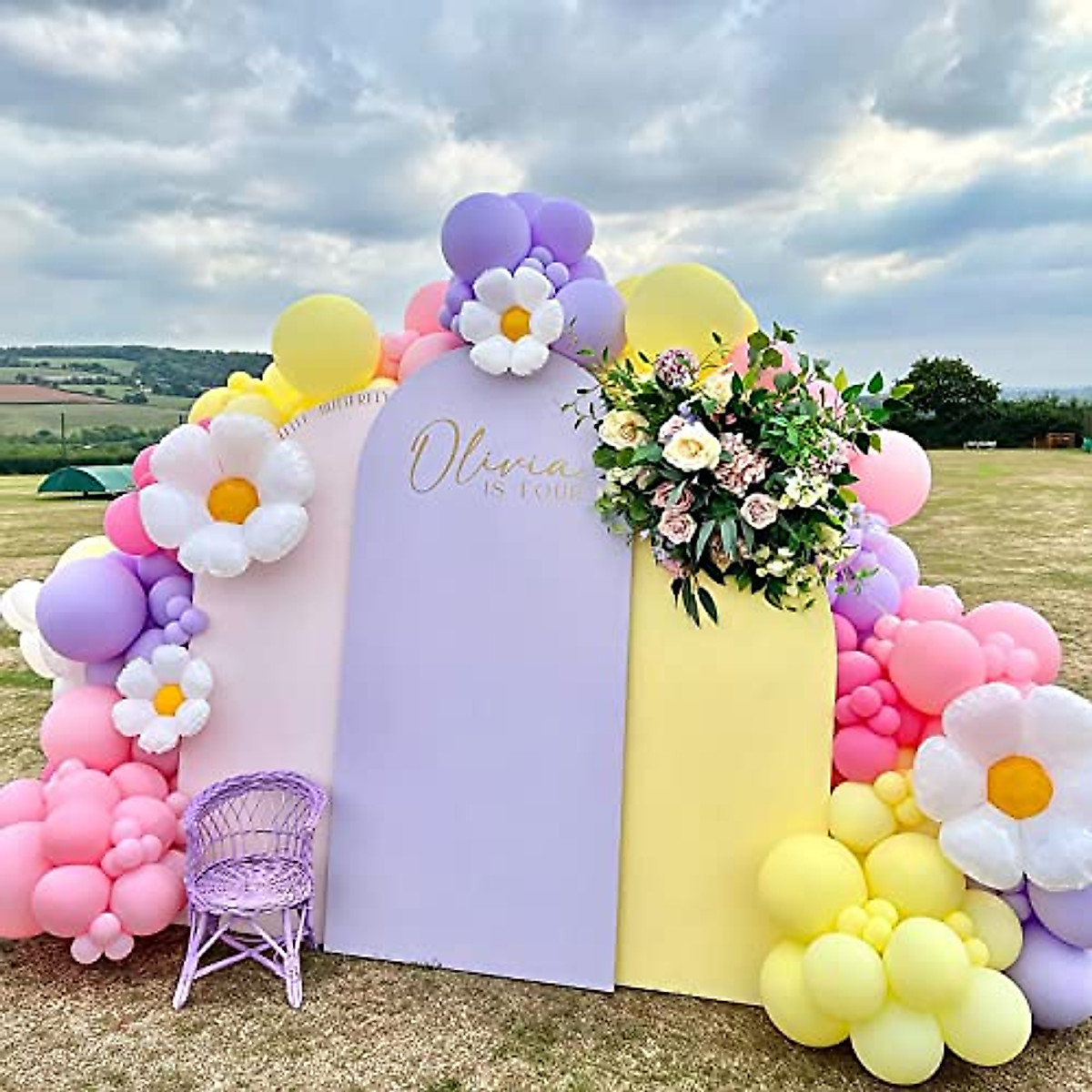 139 Pack Daisy Balloon Garland Arch Kit, DIY Groovy Daisy Flower Pastel Balloons Garland for Baby Shower Wedding Birthday Party Decorations Backdrop Photography Props
