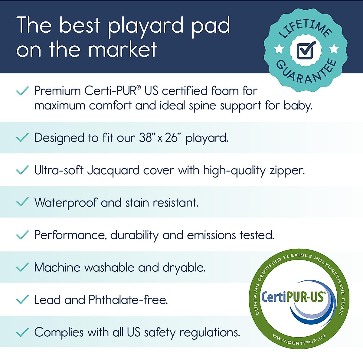 hiccapop Pack and Play Mattress Pad for (38"x26"x1") Portable Crib Playpen | Playard Mattress for Pack and Play | Pack N Play Mattress Topper with Travel Carry Bag & Soft Washable Cover