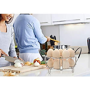 Aozita Multipurpose Stackable Egg Steamer Rack Trivet with Heat Resistant Silicone Handles Compatible for Instant Pot Accessories 6 Qt/8 Qt - 18 Egg Cooking Rack for Pressure Cooker Accessories
