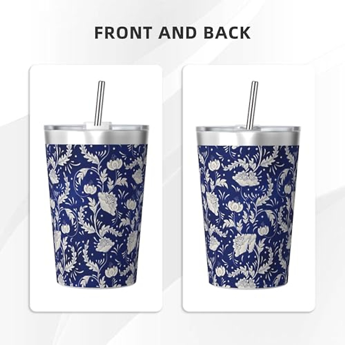 maleuei Tropical Leaf Dark Hawaiian Art Pattern - 12oz Travel Coffee Mug with Lid - Reusable Insulated Stainless Steel Coffee Tumbler Tea Cup Gifts for Women Men Him Her