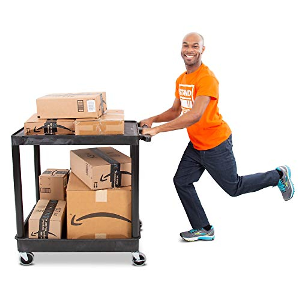 Original Tubstr Hybrid | Large Flat Top Utility Cart | Heavy Duty Service Cart Holds Up to 400 lb. | Lipped Top Shelf & Deep Tub Bottom Shelf | Ideal for Warehouse, Cleaning & More (32in x 24in)