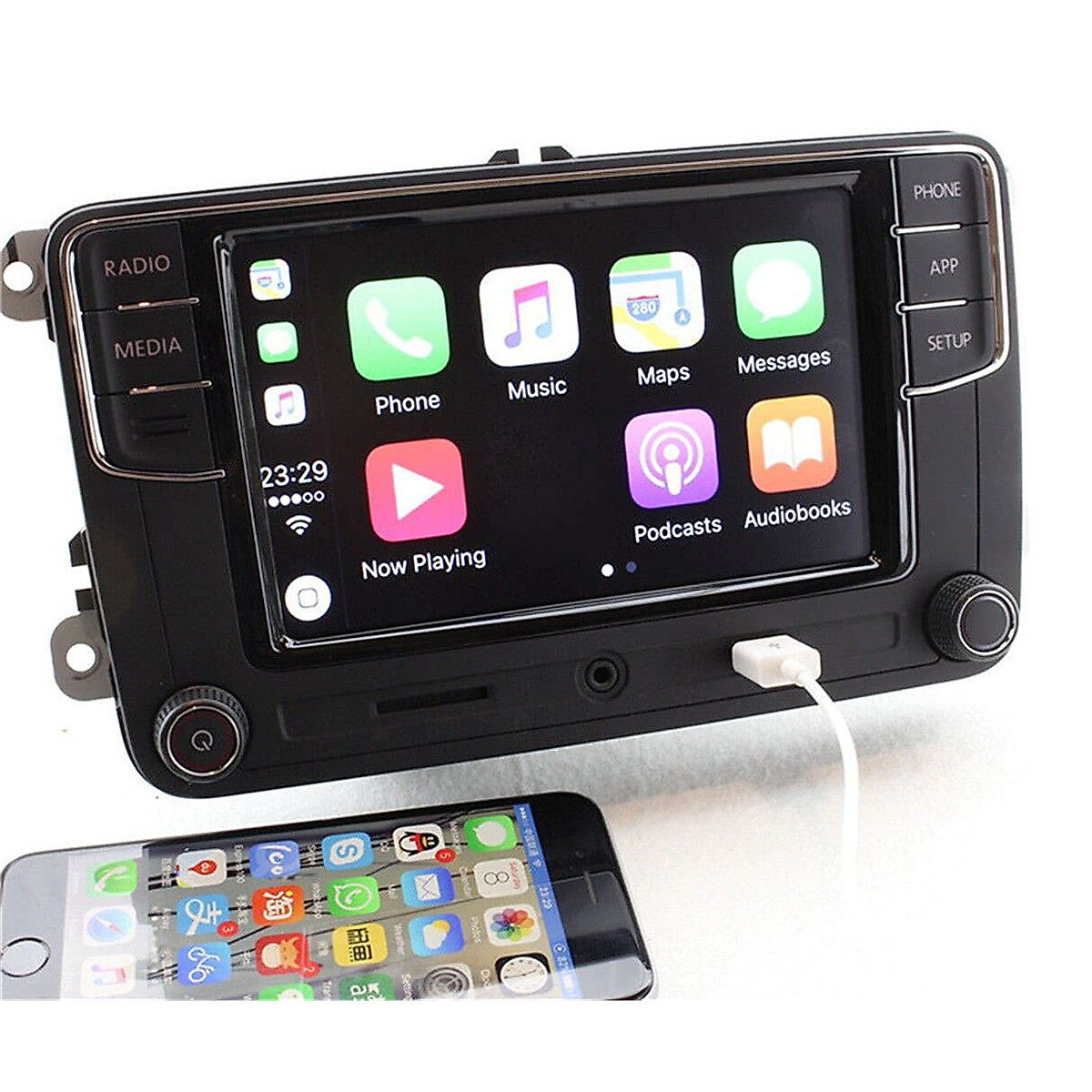 CarPlay 6.5in MIB RCD330 Touchscreen 187B 6RD035187 B Replacement for VW Jetta Golf MK5/MK6 CC Caddy Polo EOS Passat Scirocco Tiguan Touran Transporter