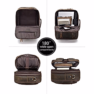 Taertii 2 in 1 Vintage Expandable Leather Backpack For Men, Large Shoulder Crossbody Briefcase Work Travel Hiking Rucksack fits 16" Laptop