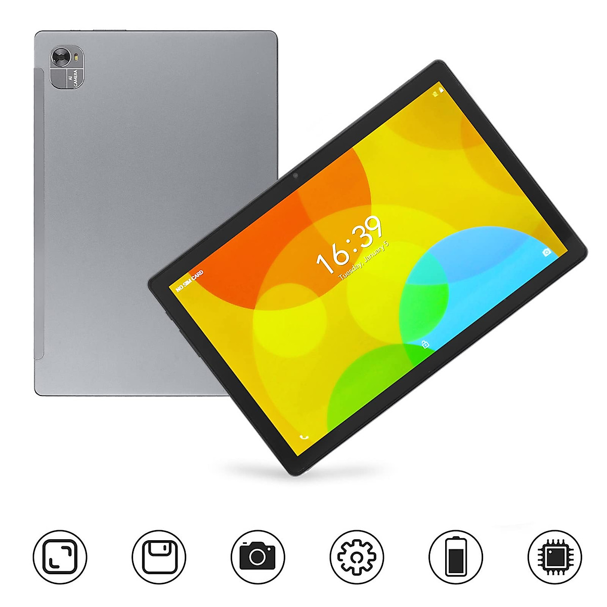 10.1 Inch Phone Call Tablet for Android 11.0, 8GB 128GB Octa Core Touch Screen Gaming Tablet, BT5.0 5G WiFi Business Cellphone Tablet, for Learning, Working, Office, US Plug (Gray)