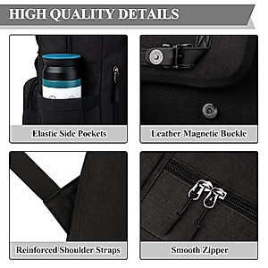 VASCHY Laptop Backpack, Water Resistant Multifunctional Business College School Bookbag Computer Travel Backpack for Men Women Fits 15.6in Laptop,Black