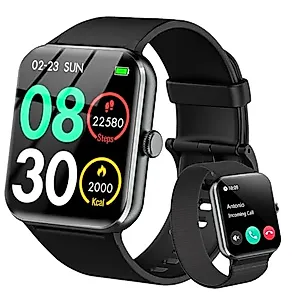 IOWODO Smart Watch Fitness Tracker 1.69'' HD Touch Screen with Heart Rate Monitor & Sleep Tracking, Temperature Detecting IP68 Waterproof Smartwatch for Men Women Compatible with iPhone Android
