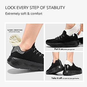STQ Walking Shoes Women Slip on Sneakers Orthopedic Shoes with Comfort Arch Support Black US 8