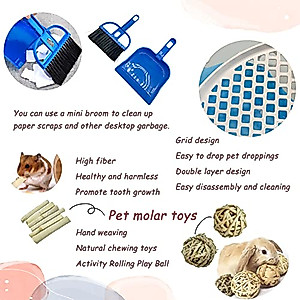 Rabbit Triangle Potty Trainer Corner Small Animal Toilet Litter Box Pet Bedding Pee Pan Tray Toilet for Hamster Chinchilla Guinea Pig Bunny Ferret (Blue)