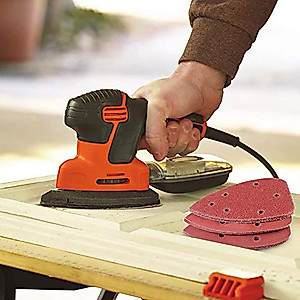 LotFancy Mouse Detail Sander Sandpaper, 70PCS 40 60 80 120 180 240 320 Assorted Grit Sanding Pads Sheets, 140mm, 6 Holes, Hook and Loop Backing