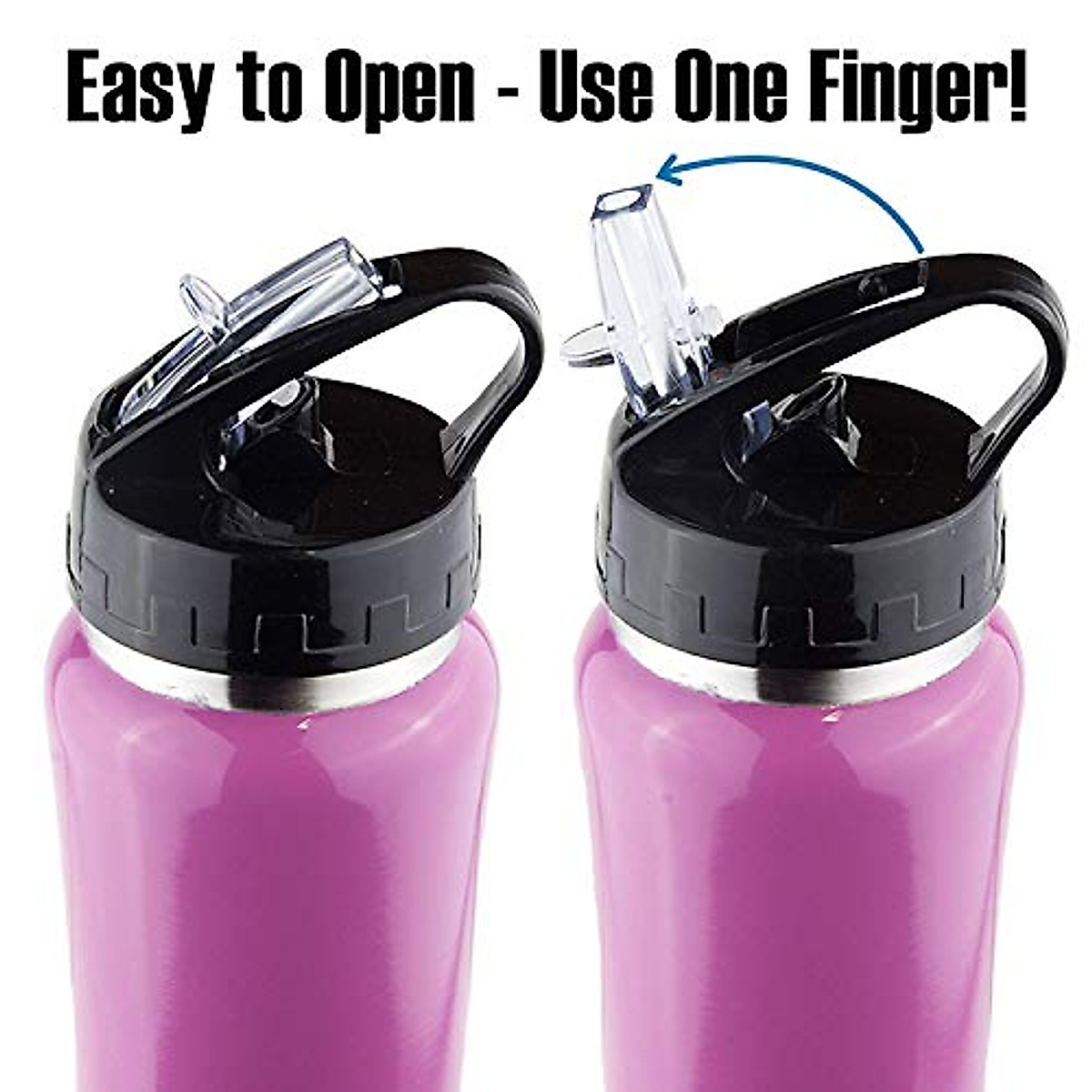 Zero Degree Stainless Steel Water Bottle with Straw and Leak Proof Lid, Vacuum Insulated Double Wall Sport Bottle Keeps Drinks Cold for 12 Hours (18oz Blue)