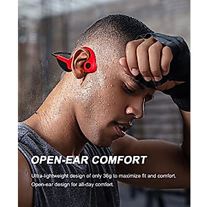 LonFine Bone Conduction Headphones, [2022 Upgraded] Open Ear Headphones Wireless Bluetooth 5.0 Headphones, IPX5 Waterproof Sport Headphones with Mic for Running, Workout, Hiking, Cycling, Driving