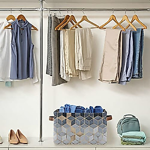 Foldable Storage Baskets, Marble Geometric Cubes Black White Storage Bins with Handles, Decorative Cloth Organizer Storage Boxes for Home|Office 15 x 11 x 9.5 in