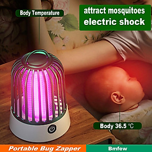 Bug Zapper, Electric Mosquito Zapper, Portable Rechargeable Bug Zapper, Fly Trap, Waterproof Insect Killer, Electric Fly Zapper for Home, Patio, Camping, Outdoor Indoor