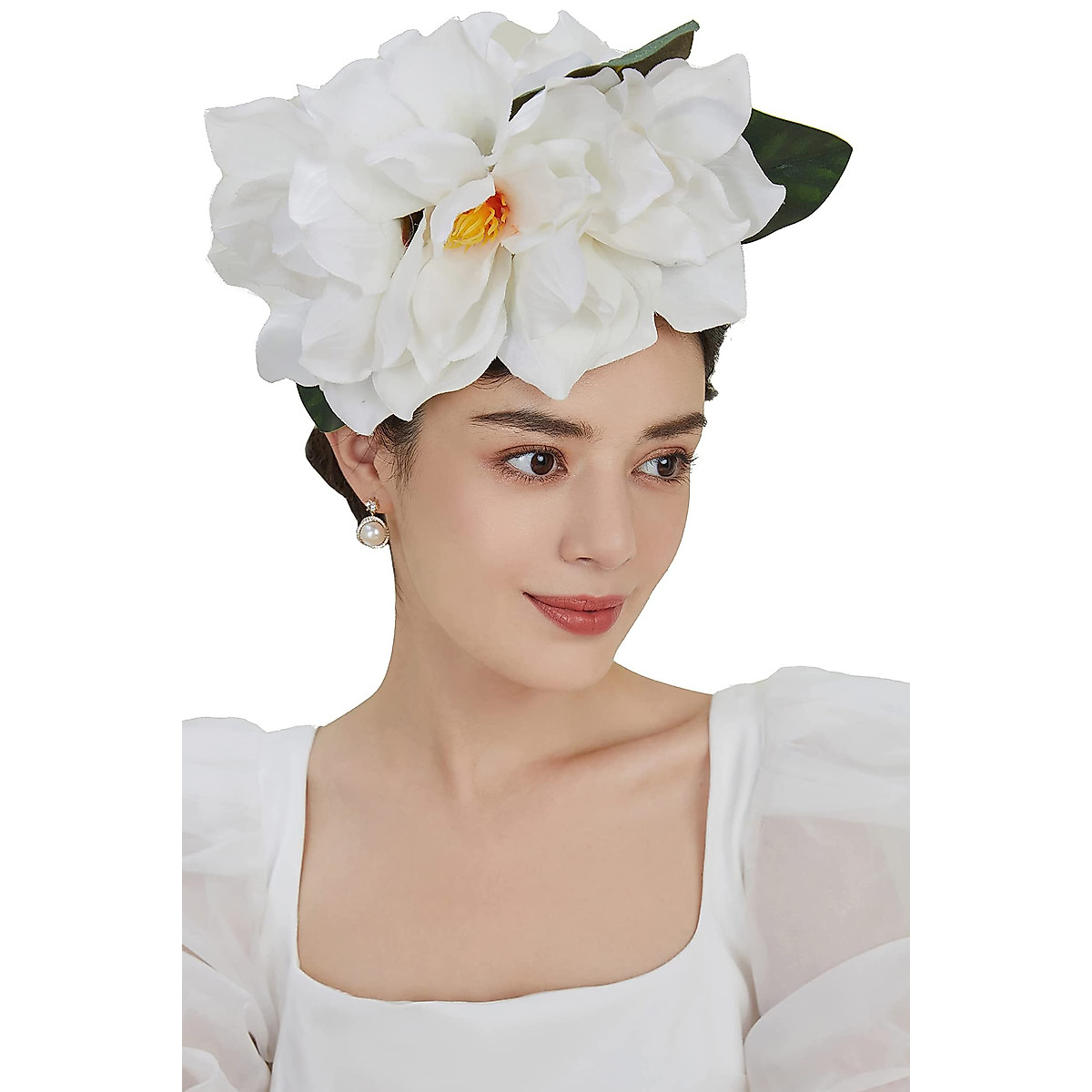 Coucoland Flower Hat Fascinators for Women - White Fancy Tea Party Church Derby Hats Floral Fascinator Headband