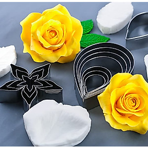 23 Pieces Rose Petal Leaf Veiner Cutter Mold Stainless Steel Cookie Cutter Molds Rose Flower Fondant Mould for Wedding,Birthday Cake Decorating Kitchen Tool