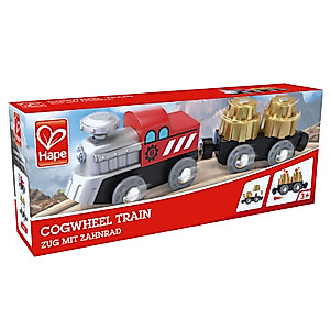 Hape Cogwheel Train| Wooden Railway Cogwheel Engine Toy Train for Kids