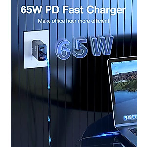 DCV USB C Charger 65W, LED Real Time Power Display GaN PD QC 3.0 Fast Charging Block Wall Charger Compatible for MacBook Pro/Air, Laptops, iPad Pro, iPhone 14 Pro Max 13 12 11, Galaxy S22 S21 Note 20