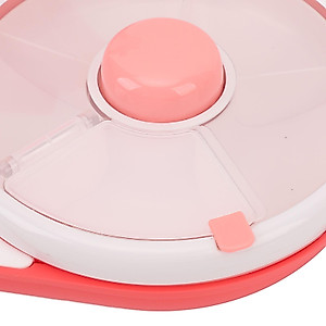 Snack Rotating Divider, Pinkish Fruit Spinner Organizer with Lid, Portable Livmo Snack Tray for Home Office Kids Lunch