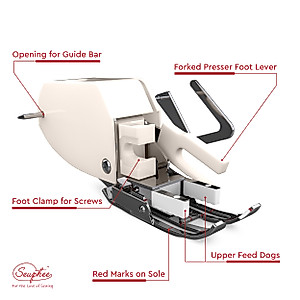2024 Upgraded Open Toe Walking Foot W/Guide Plus Bonus 1/4" Quilting Foot - Fits Brother, Singer Sewing Machines