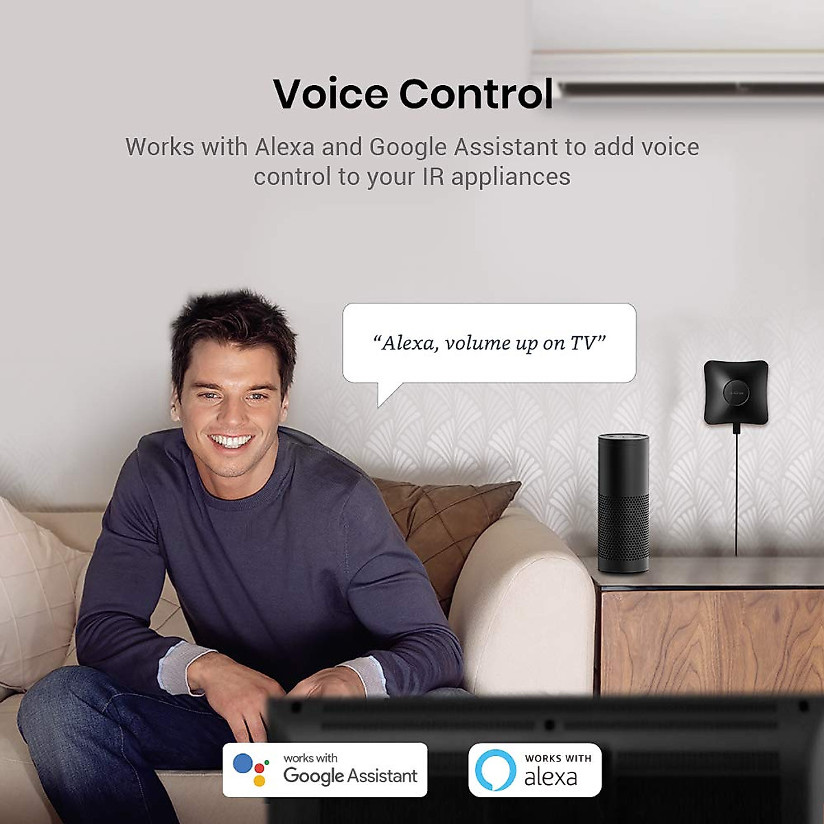 BroadLink Wi-Fi Smart Remote Hub with Sensor Cable, IR RF All in One Automation Learning Universal Remote Control, With a Mini Smart Plug, Compatible with Alexa, Google Home, IFTTT （RM4proS+SP4M)