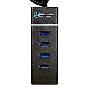 Everything But Stromboli 4-Port USB 3.0 Type-A Flash Drive Hub 3.0 USB 20 inch Cable, Tool Free Type, Read/Write speeds up to 600MB/s, Works with Samsung, PNY, Kingston, SanDisk Thumb Drives