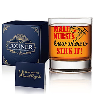 TOUNER Male Nurses Know Whiskey Glasses, Nurse Whiskey Glass, Male Nurse Gift, Nurse Appreciation Gift For Him, Funny gift For Nurse, Men, Coworkers, Nurse Week Gifts, Retirement Gifts For Nurse