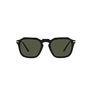 Persol PO3292S Square Sunglasses, Black/Green, 50 mm