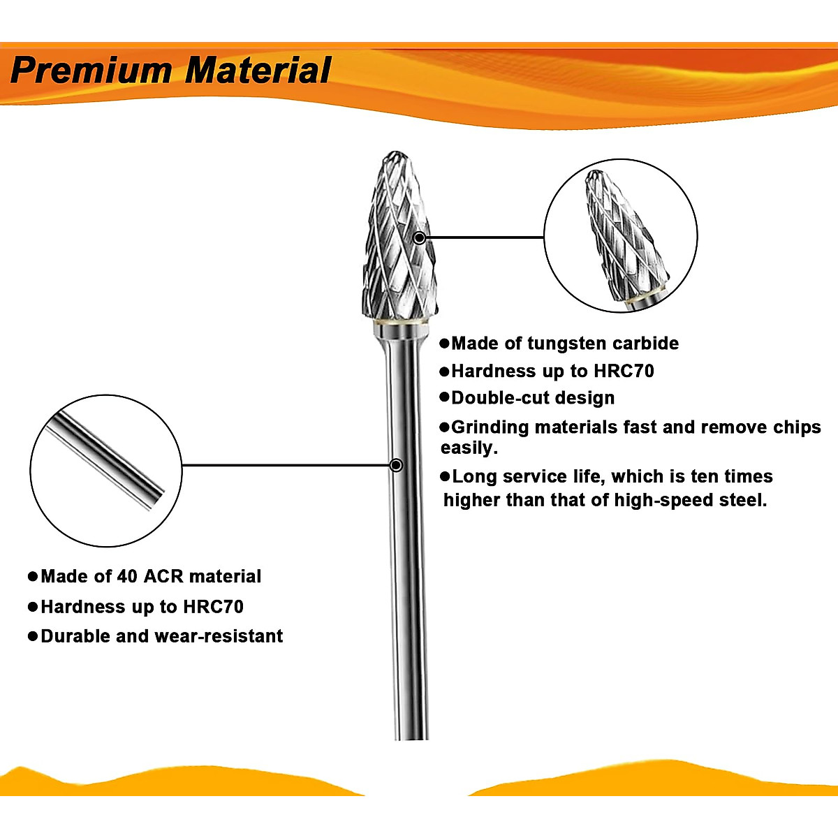 CAROTUPY Tungsten Carbide Burr Set 1/8" Shank，Die Grinder Bits with Sanding Drums and Cutting Wheel Set, 195Pcs Pratical Sanding Bits Kit for Metal, Wood, Plastic, Glass