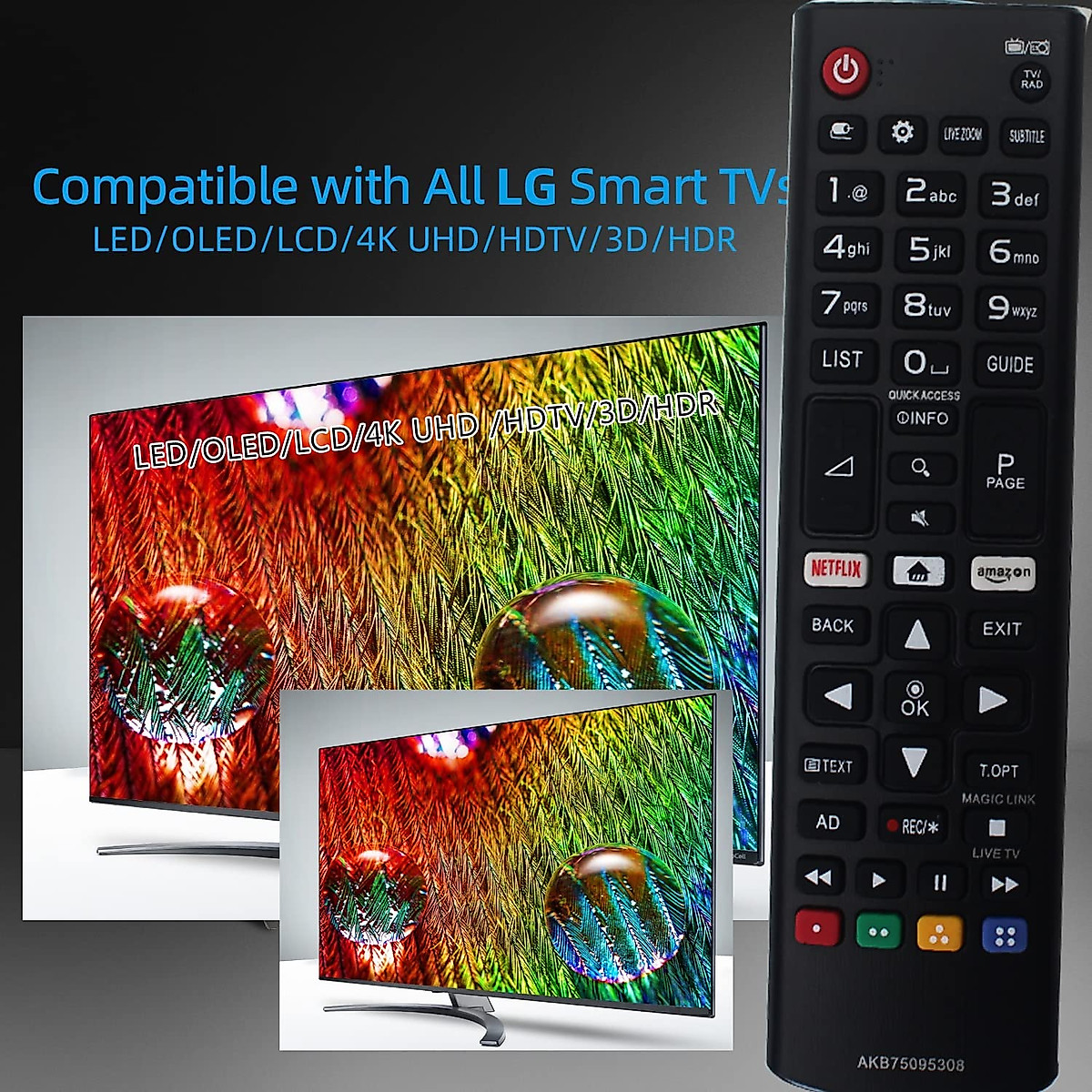 (Pack of 2) Universal Remote Control Suitable for LG Smart TV Remote Control All Models LCD LED 3D HDTV Smart TVs with Specific Functions Netflix,Amazon
