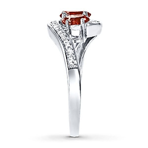 55Carat Natural-Garnet Waves of Sterling Silver with Sparkling Diamond Accent Handmade Fashion Jewelry for Women and Girls Size: 9