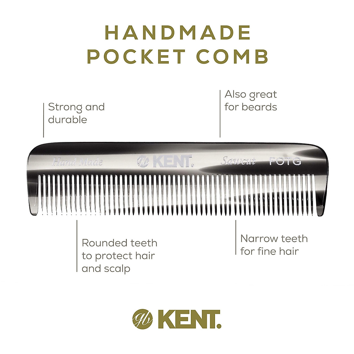 Kent Pocket Comb Set - Men's Beard Grooming Kit, Travel & Home, Mini Mustache Comb