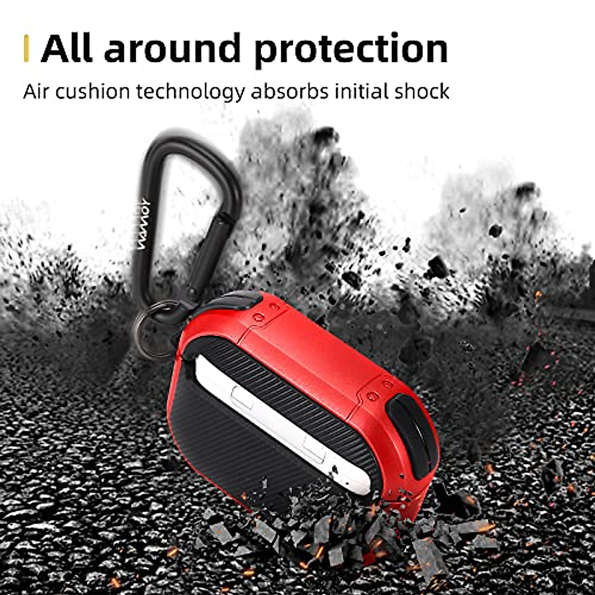 WAMOY Airpods Pro Case for Men Women,Shockproof Hard Shell Protective Case Cover with Keychain for Apple Airpods pro Charging Case (Red)