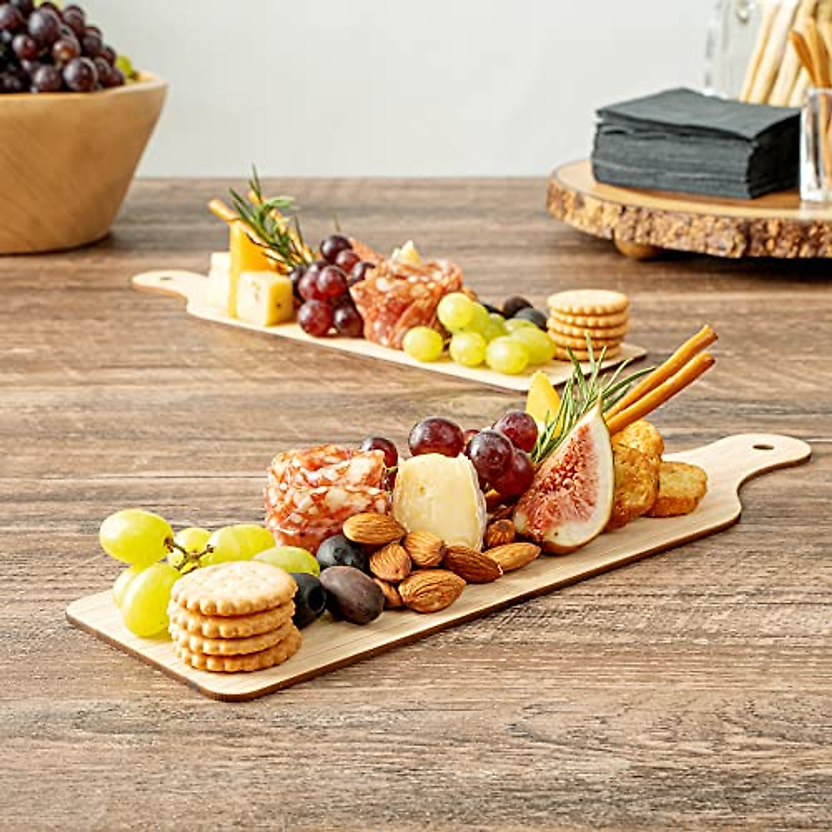 Restaurantware Nature Tek Bamboo Disposable Cheese/Charcuterie Board - 11 3/4" x 3 1/2" - 2 count box