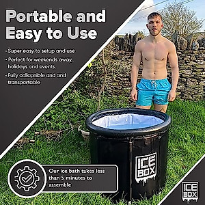 IceBox - Ice Bath Tub Outdoor with Lid: 320L Cold Water Therapy Tub for Recovery and Cold Plunge, 4 Layers Portable Ice Bath Plunge Pool, Cold Plunge Tub