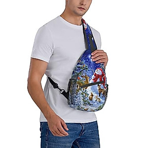Christmas Santa Snowman Sling Bag, Fashion Crossbody Backpack Shoulder Bag Chest Bag for Men Women Outdoor Hiking Travel