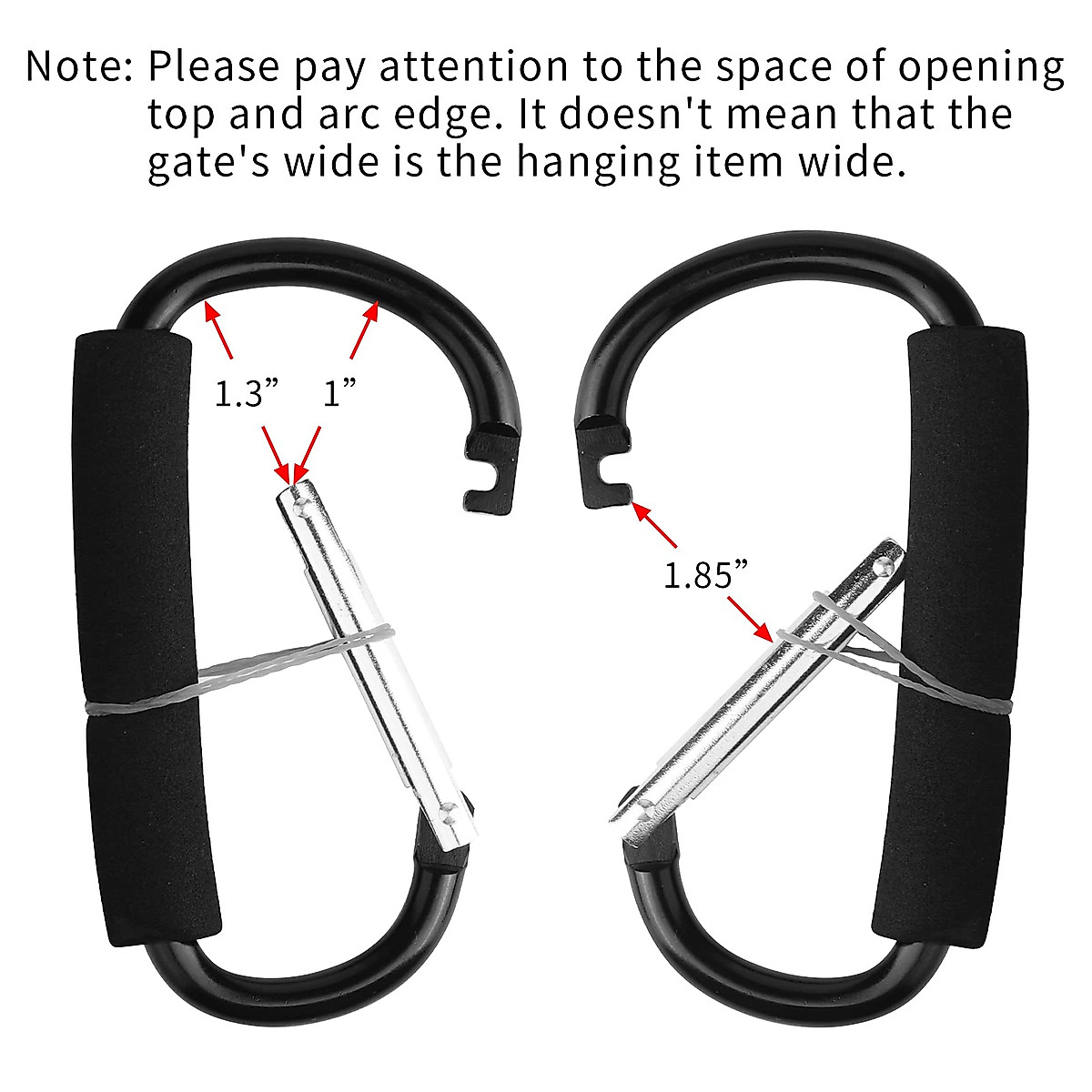 sansheng 4 Pack Large Carabiner 5.5" D Style Click and Carry Bag Carrier Stroller Hooks(Black and Blue)