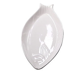 Cabilock Ceramic Fish Platter Food Trays Oval Dinner Plate Appetizer Serving Tray Snack Storage Dish for Kitchen Home Sushi Cheese Dessert White