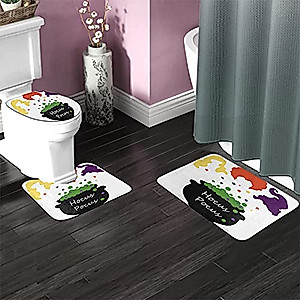 WONDERTIFY Halloween Hocus Poucs Sanderson Sisters Bathroom Antiskid Pad 3 Pieces Bathroom Rugs Set, Bath Mat+Contour+Toilet Lid Cover
