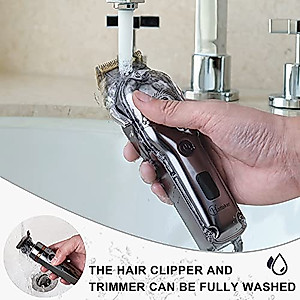 Hatteker Hair Clipper Cordless Hair Trimmer Barber Clipper T-Blade Trimmer Beard Trimmer Nose Trimmer Hair Cutting Grooming Kit Professional IPX7 Waterproof