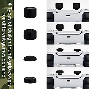 Silicone Gel Controller Cover Skin Protector for PS5 Dualsense Controller, Z&Hveez Controller Camouflage Silicone Covers with 8 FPS Pro Thumb Grip Caps (Red+Green)