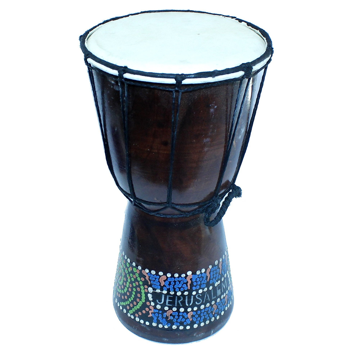 Holy Land Market Djembe or Jembe Drum With nature and Animals carving from Jerusalem - Medium size (25 cm or 10 Inches high)